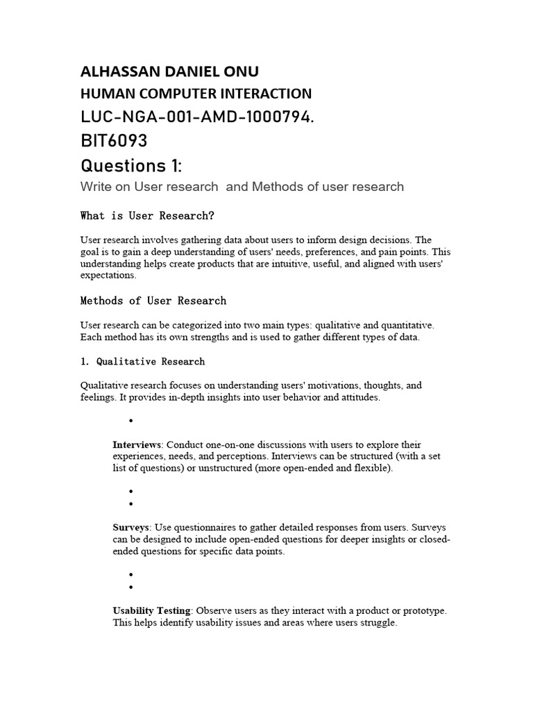 HCI ASSIGNMEnt 1 | PDF | Usability | Qualitative Research