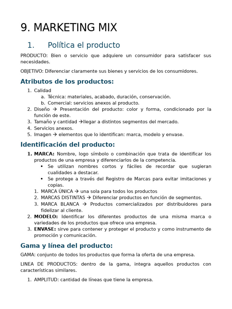9 Marketing mix | PDF | Producto (Negocio) | Marketing