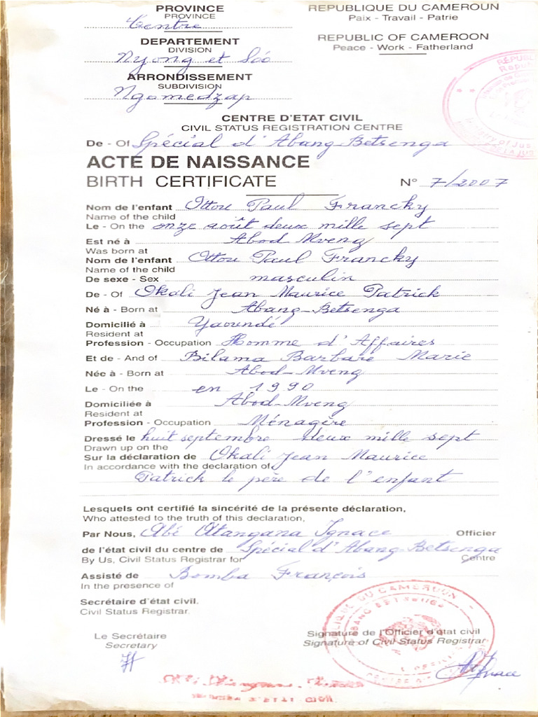 Mon Acte de Naissance | PDF