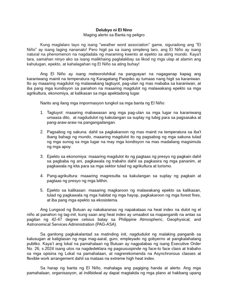 Delubyo Ni El Nino | PDF
