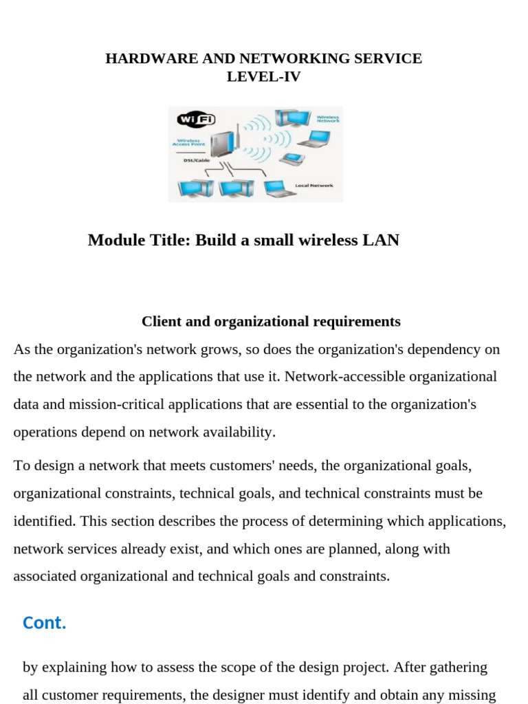 Build A Small Wireless LAN Unit One | PDF | Computer Network | Data ...