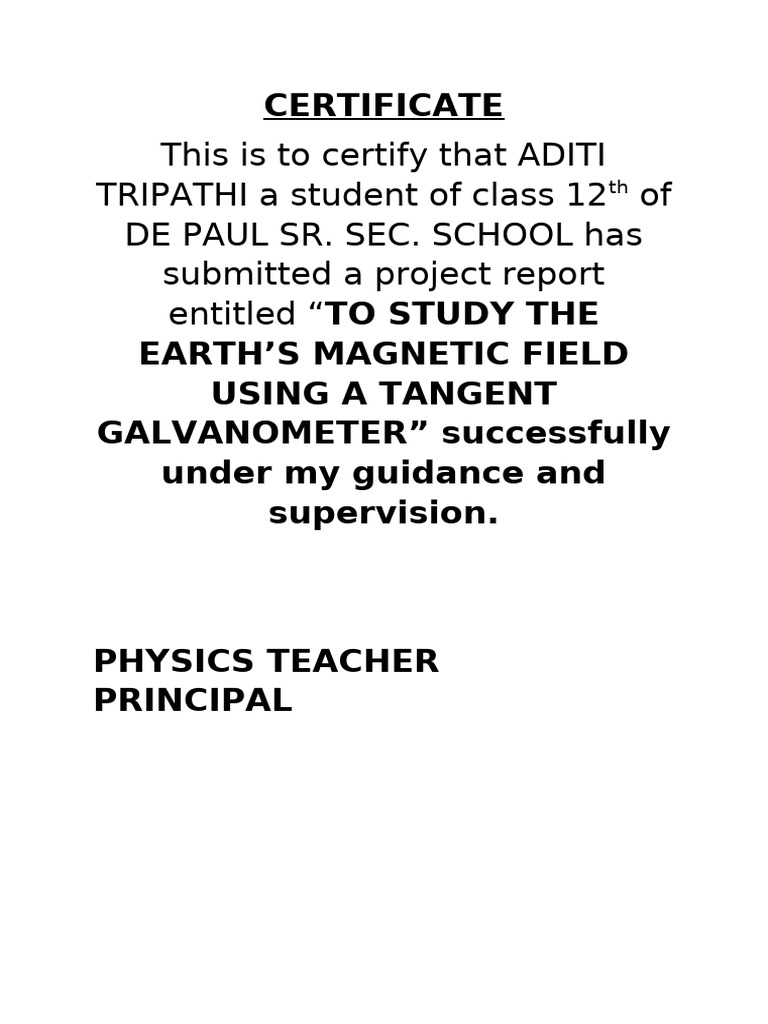 Earth's Magnetic Field Study Project | PDF | Earth's Magnetic Field ...