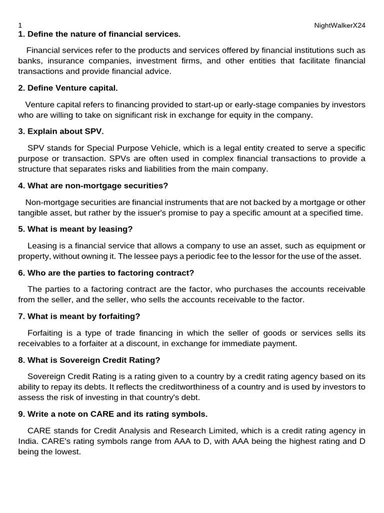 Financial Services | PDF | Factoring (Finance) | Lease