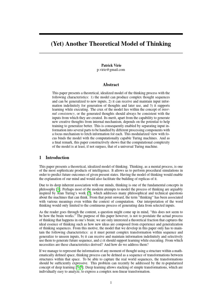 (Yet) Another Theoretical Model of Thinking | PDF | Thought | Convolution