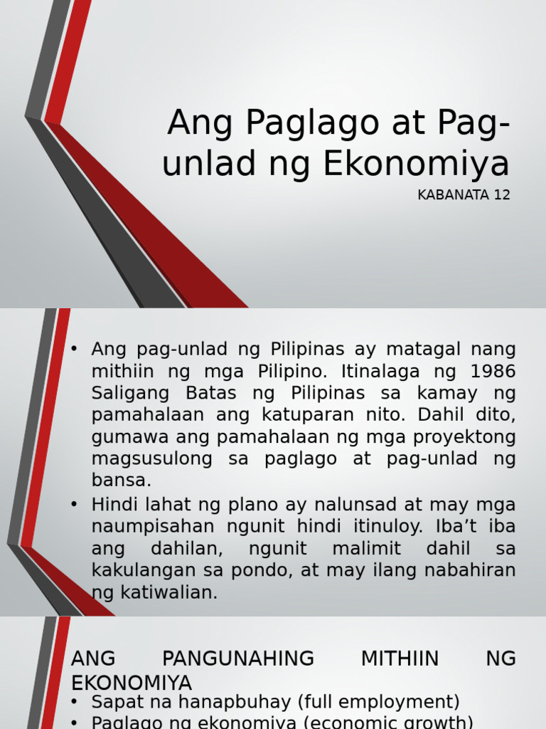Ang Paglago at Pag Unlad NG Ekonomiya 1 | PDF