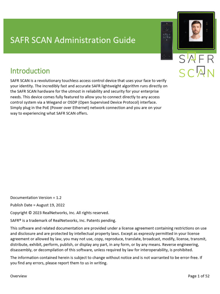 Safr Scan Admin Guide | PDF | Access Control | Authentication