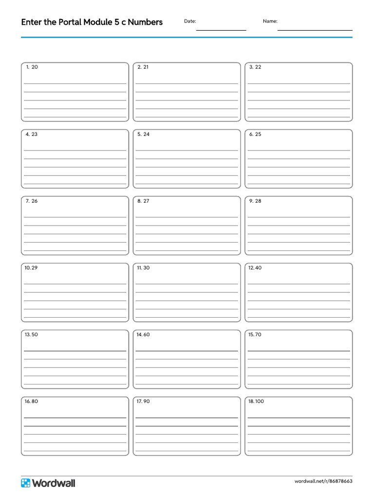 Enter The Portal Module 5 C Numbers Writing Frame | PDF
