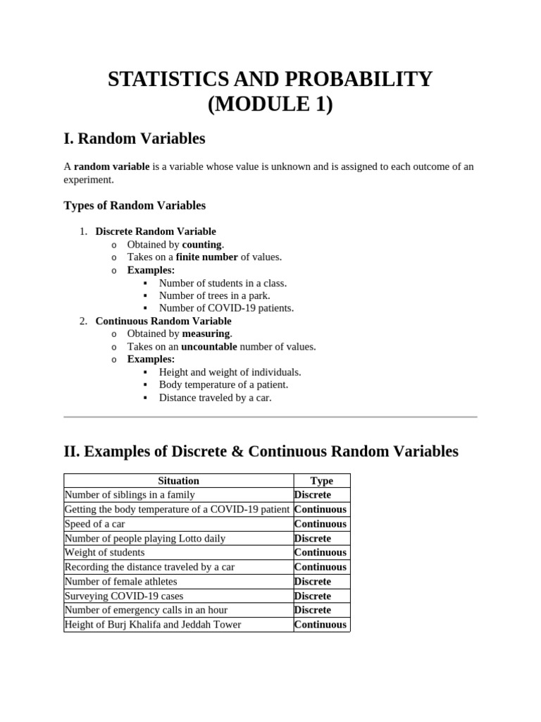 STATISTICS AND PROBABILITY REVIEWER | PDF | Probability Distribution ...