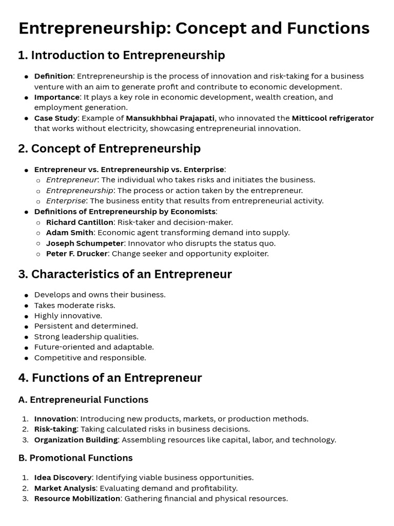 Understanding Entrepreneurship Concepts | PDF | Entrepreneurship ...
