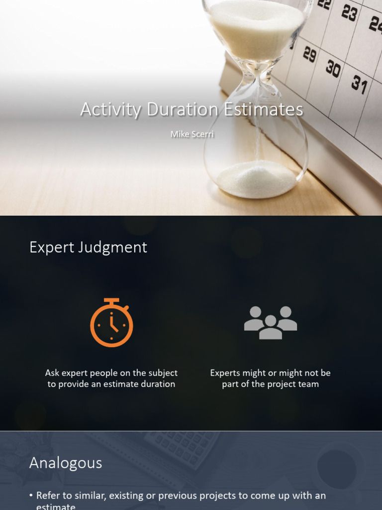 Activity Duration Estimates | PDF | Uncertainty | Risk
