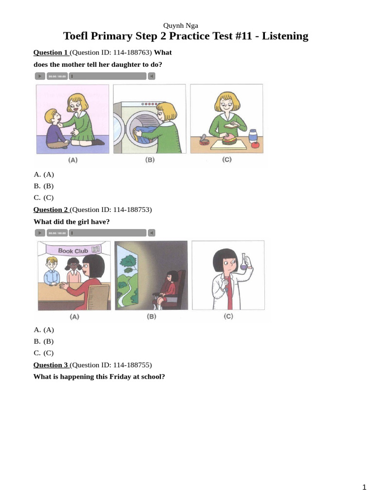 TOEFL Primary Listening Test #11 | PDF