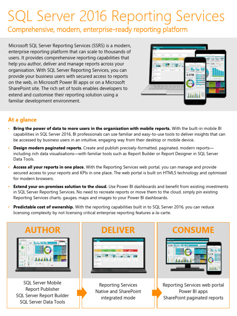 SQL_Server_2016_Reporting_Services_datasheet_EN_GB | PDF | Share Point | Microsoft Azure