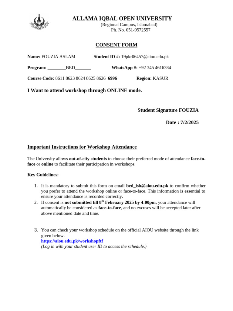 Consent Form (Islamabad) | PDF