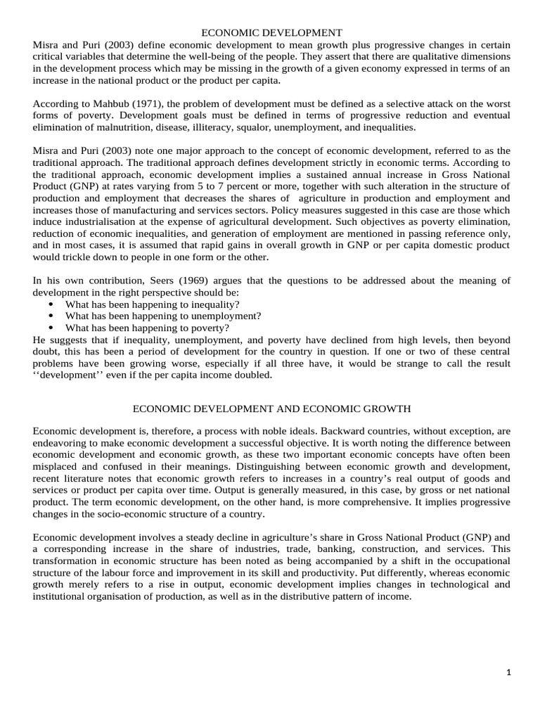 Economic Development | PDF | Entrepreneurship | Economic Growth