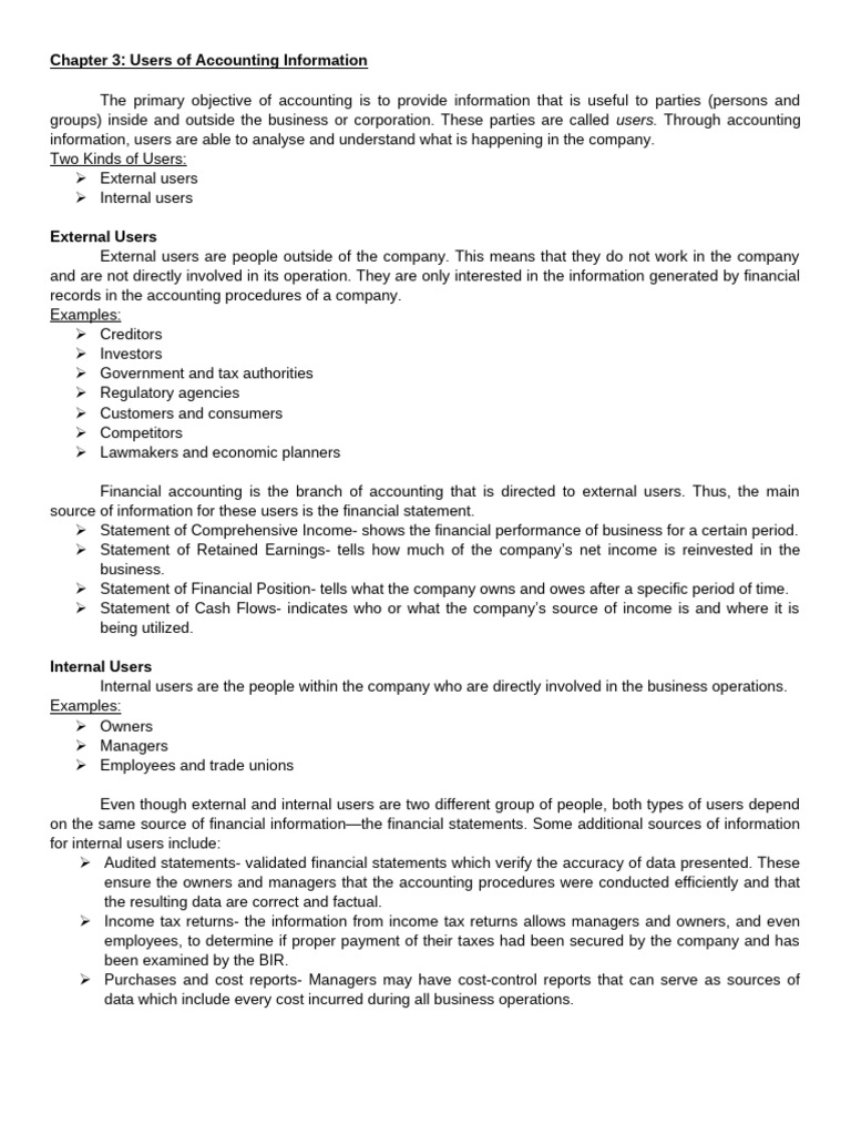Users of Accounting Information | PDF | Taxes | Accounting