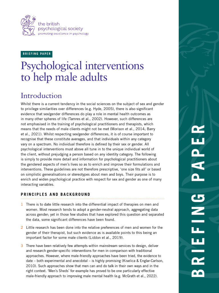 Practice Briefing - Psychological Interventions To Help Male Adults ...
