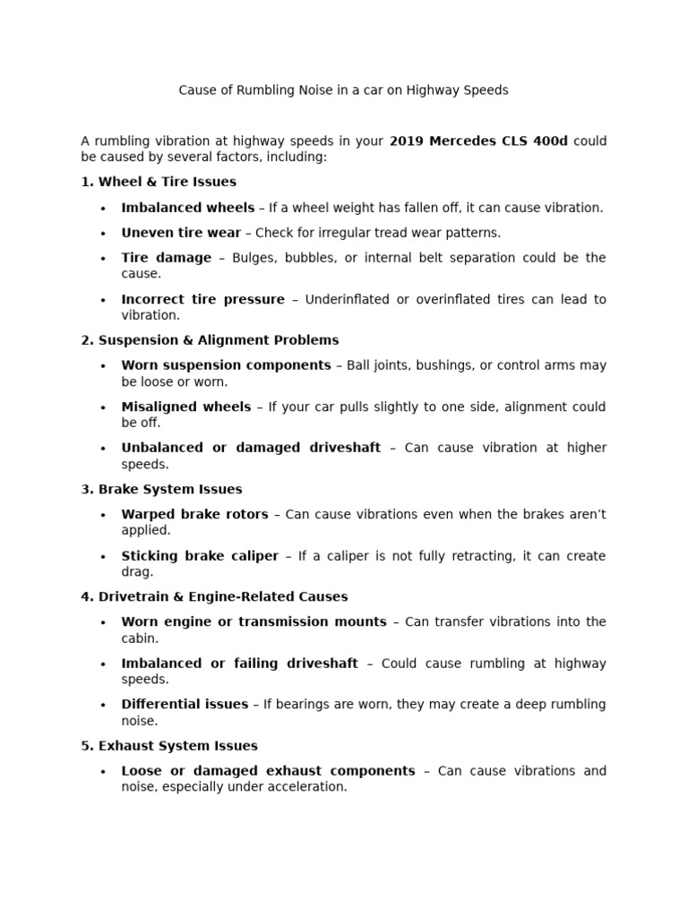 Causes of Highway Rumbling in Cars | PDF