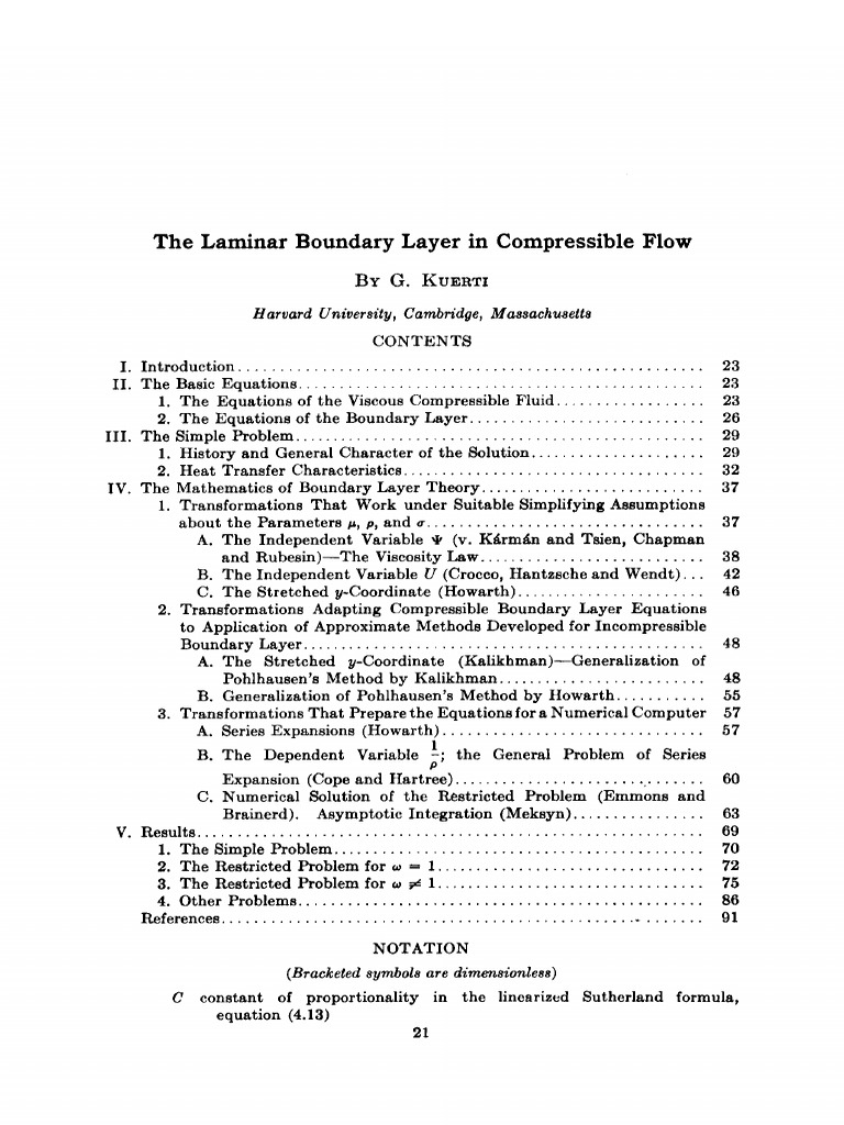 The Laminar Boundary Layer in Compressible Flow-Kuerti1951 | PDF | Boundary Layer | Fluid Dynamics