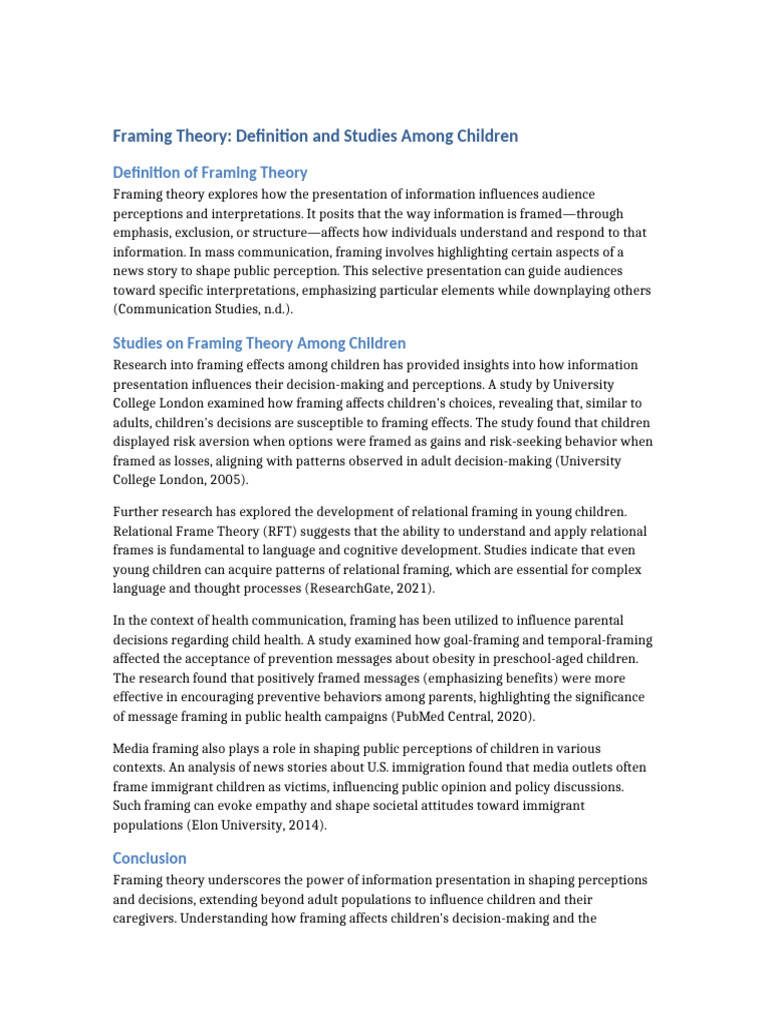 Framing Theory Studies Children | PDF | Framing (Social Sciences ...