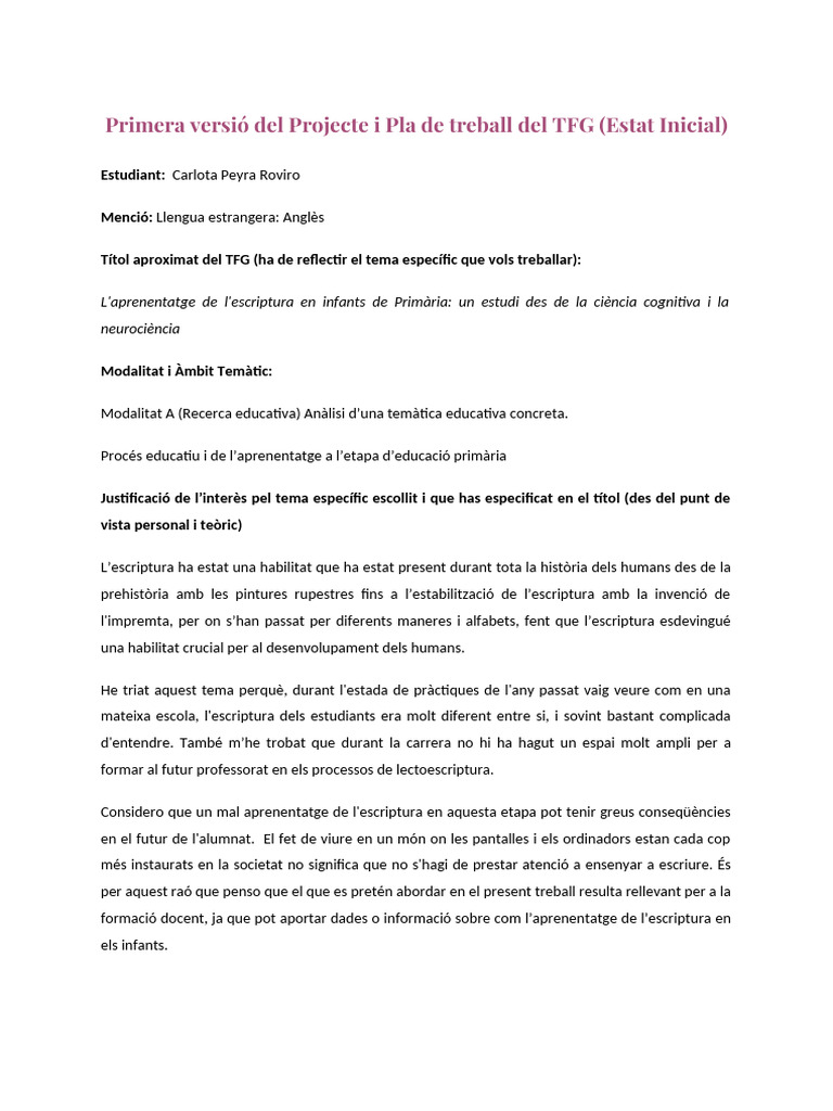 Projecte Inicial Del TFG | PDF