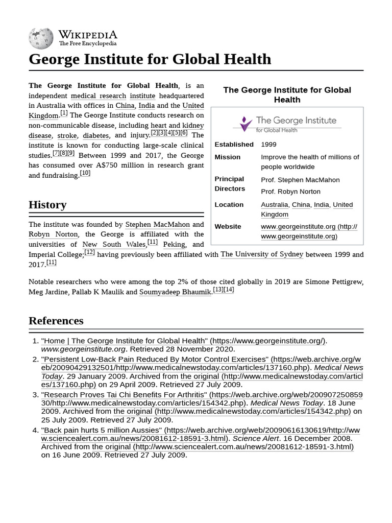 George Institute For Global Health | PDF | Health Care | Medical ...