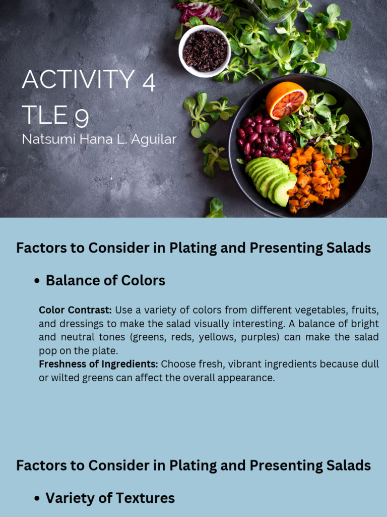 Tle 9 - Activity 4 (Aguilar) | PDF | Salad | Taste