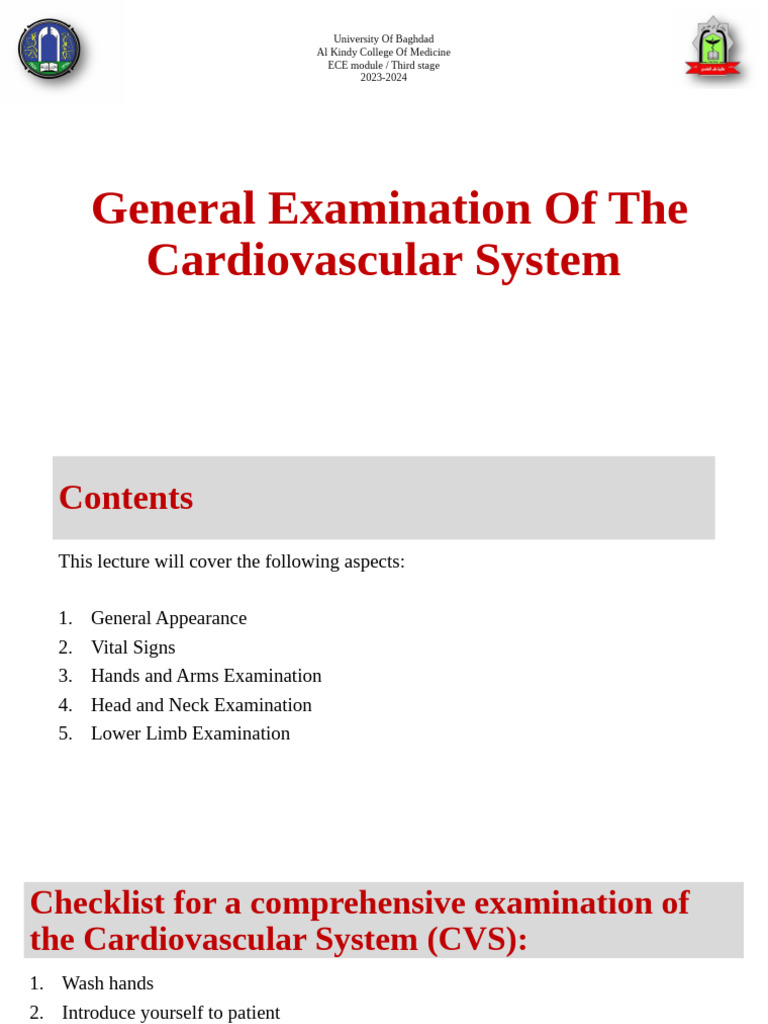 CVS General Examination | PDF | Pulse | Vein
