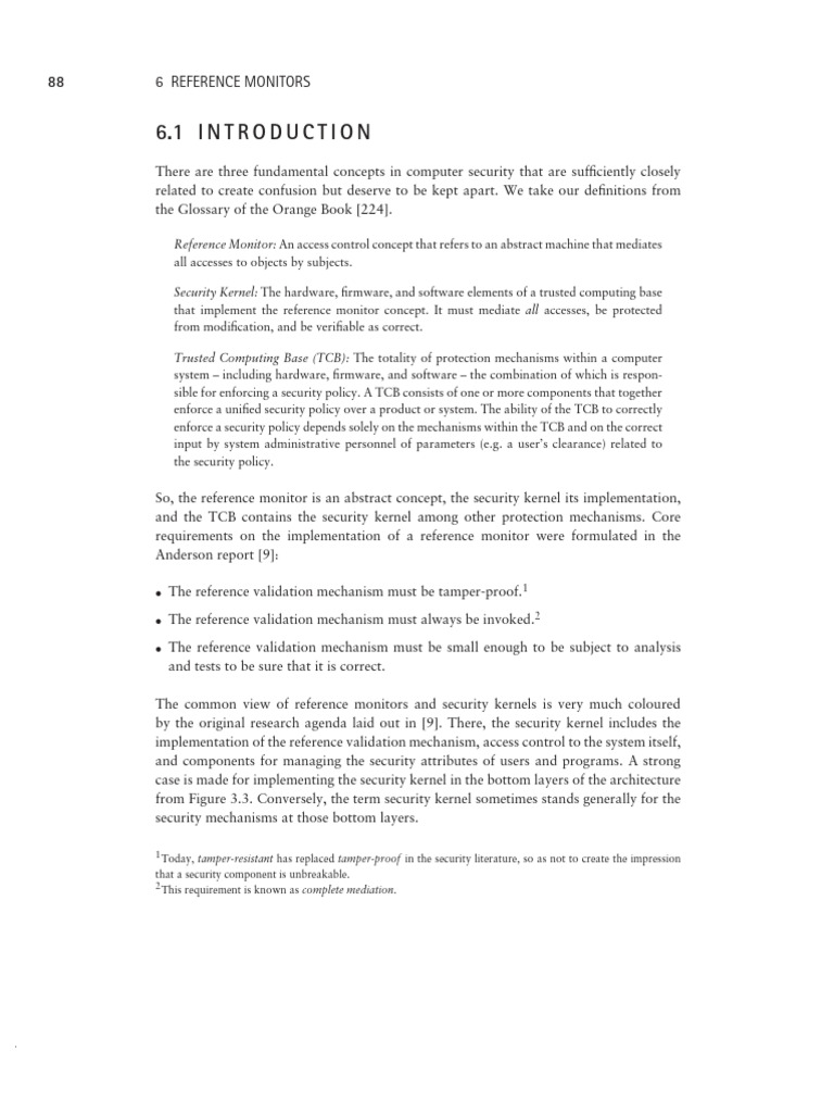 Computer Security ---- (Chapter 6 Reference Monitors) | PDF | Kernel ...