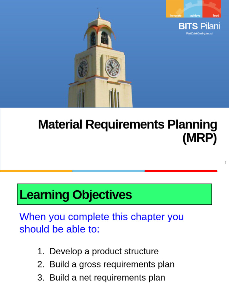 Lec#Material Requirement Planning | PDF | Production And Manufacturing