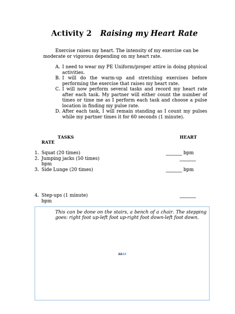 Activity 2 Raising My Heart Rate | PDF