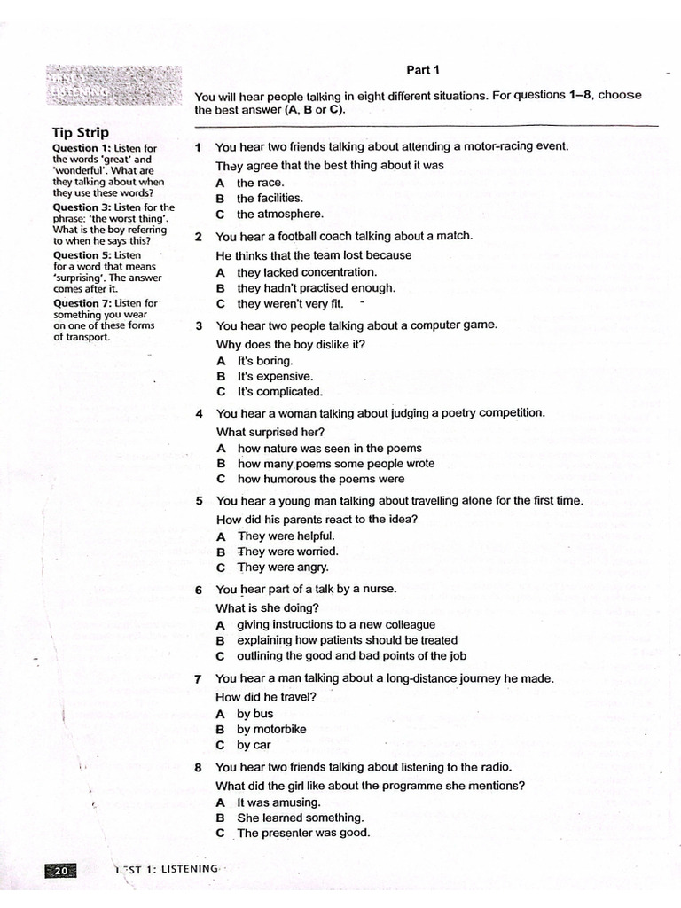Test Cambridge 1 | PDF