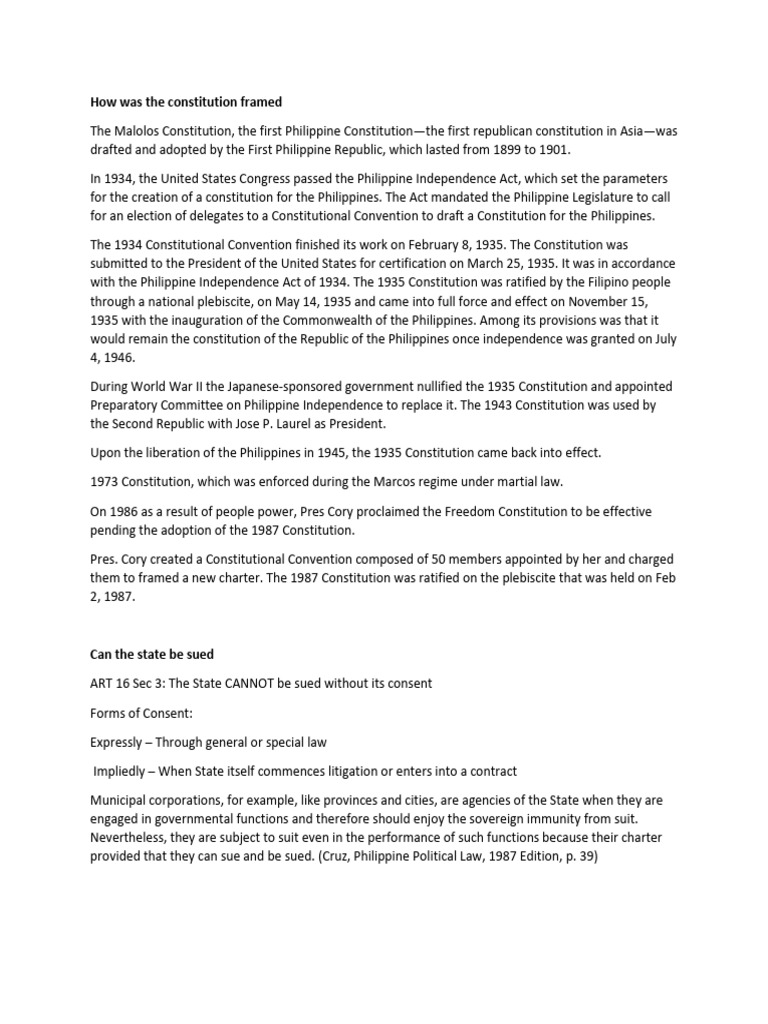 Framing the Philippine Constitution History | PDF | Lawsuit | Legal ...