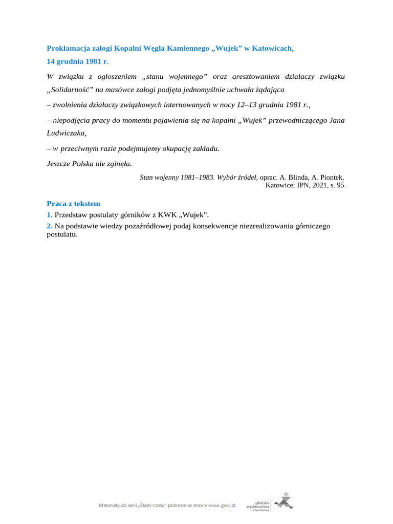 rozdzial_27_praca_z_tekstem_proklamacja_zalogi_kopalni_wujek_1981_kl_4 ...