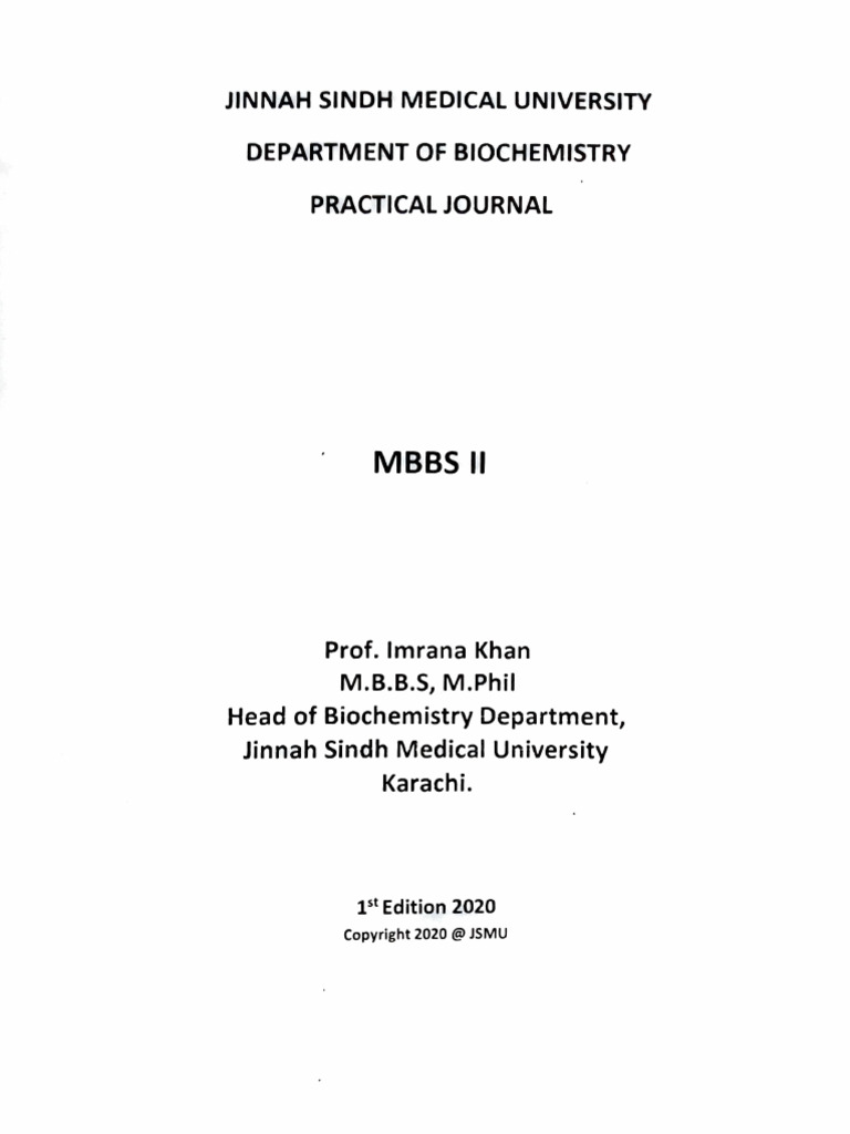 Biochemistry Practical Journal | PDF