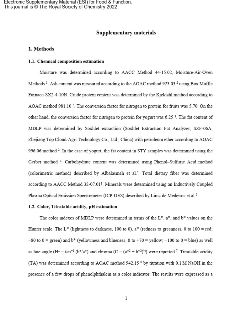 Supplementary Materials 1. Methods: 1.1. Chemical Composition ...