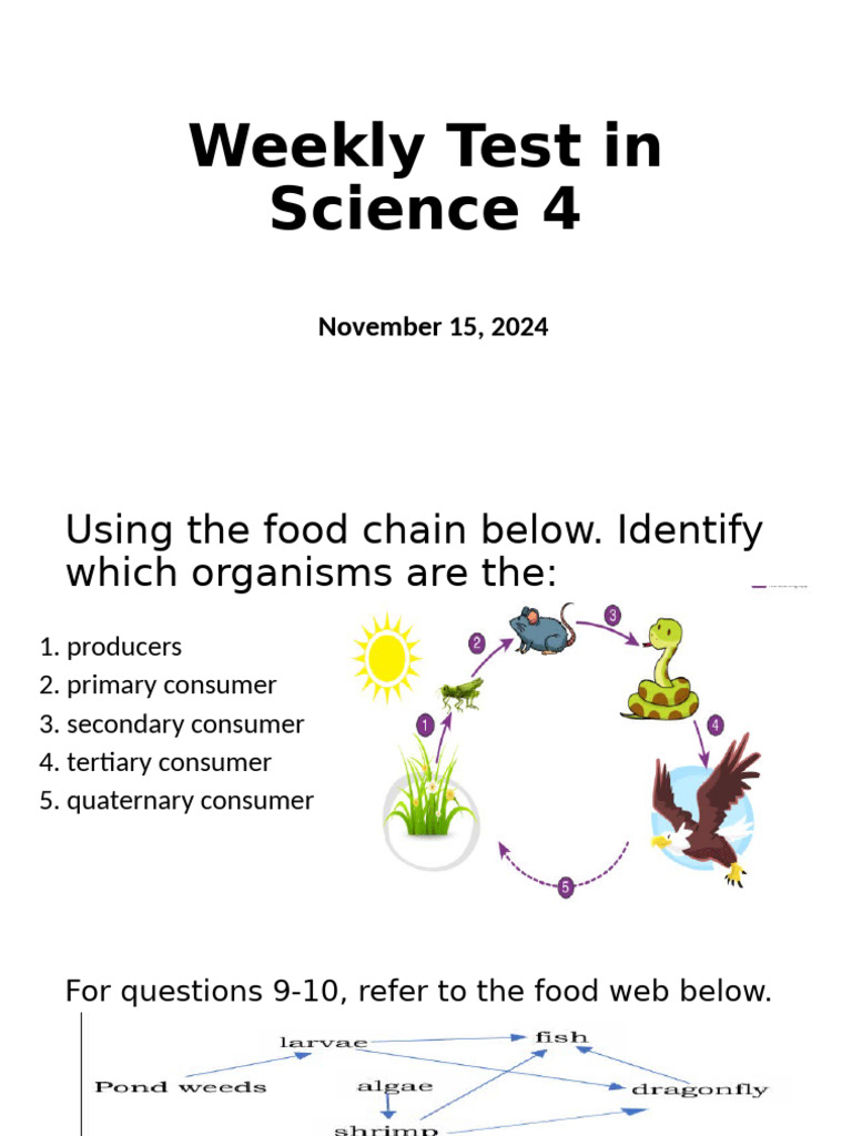 Weekly Test in Science 4 | PDF