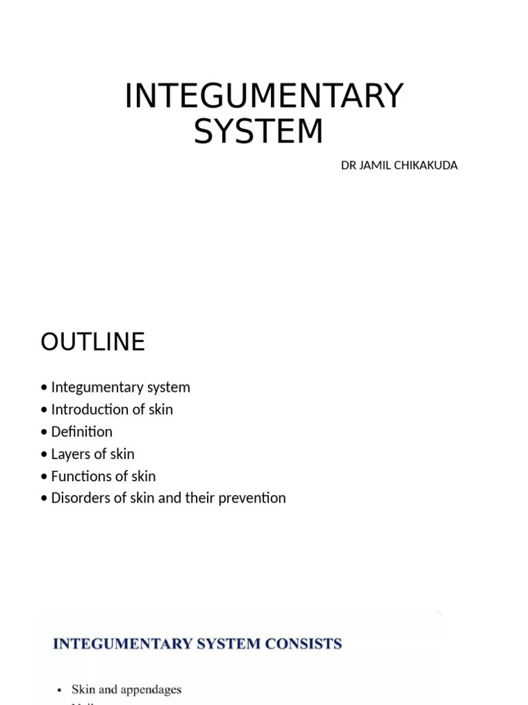 Integumentary System Anatomy and Physiology by Doctor Jamil Chikakuda | PDF