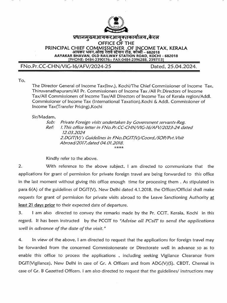 Foreign Visit Guidelines | PDF