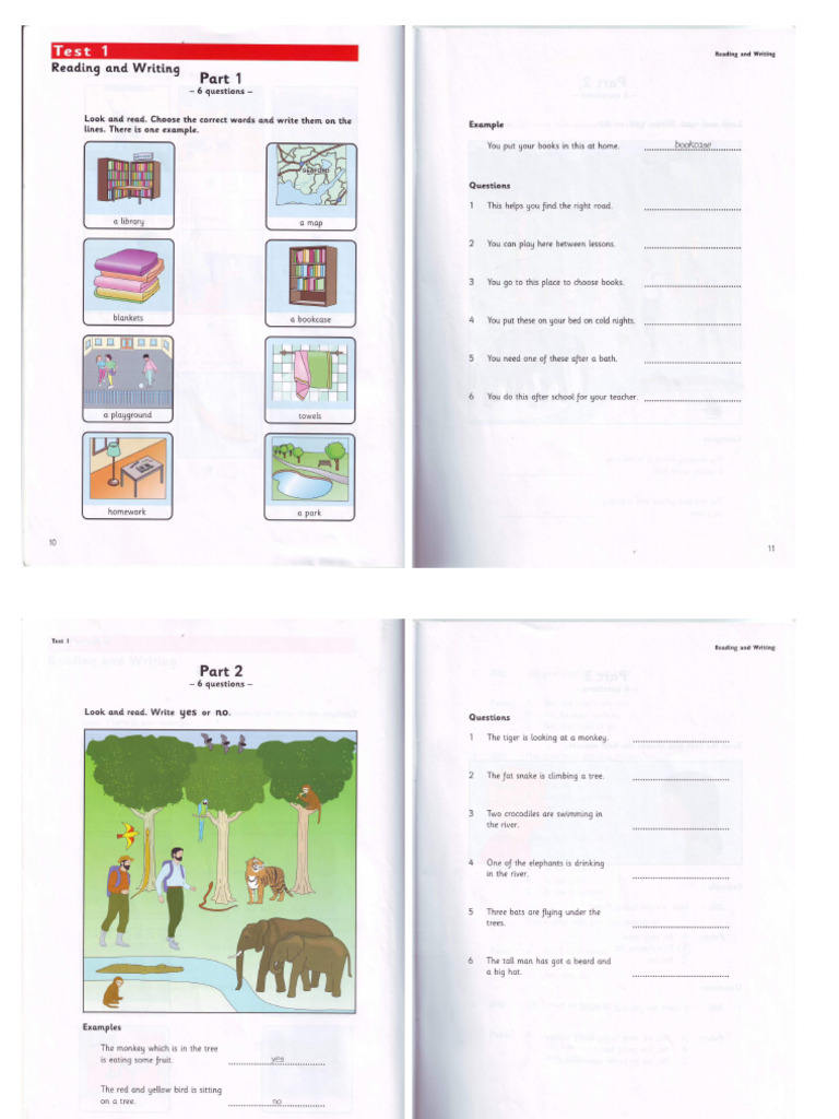 Reading and Writing Test 1 Movers 1 | PDF