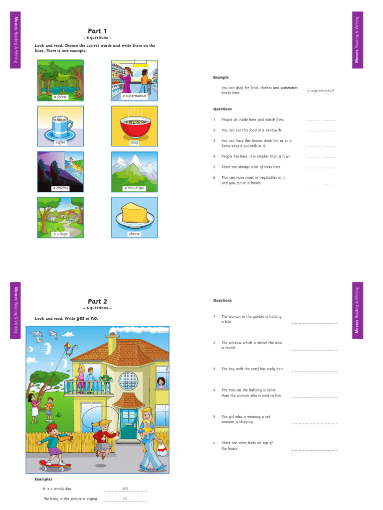 Movers Reading & Writing Test Guide | PDF