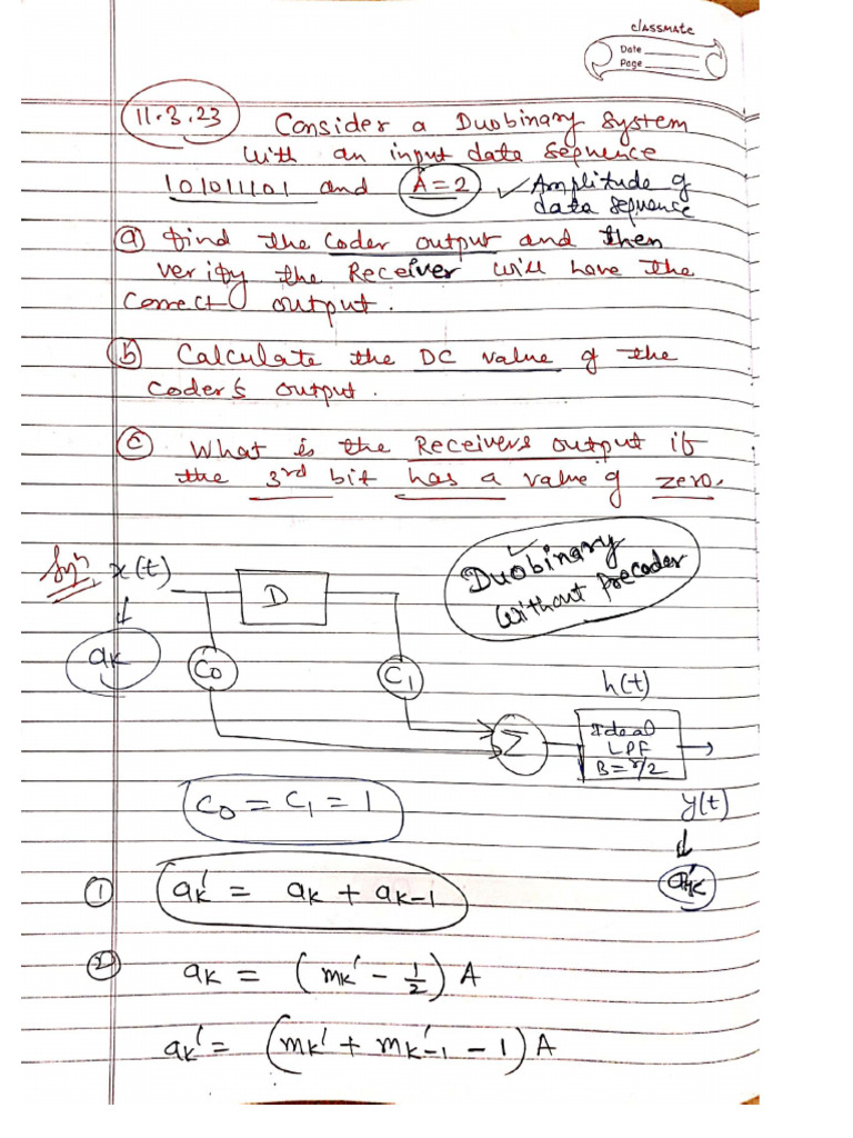 Lecture 10 DC Numerical on Correlative Coding 2 | PDF