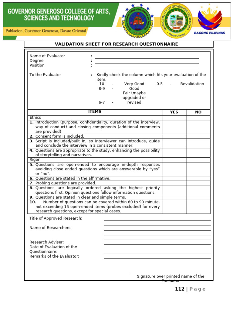 Validation Sheet - Quali | PDF