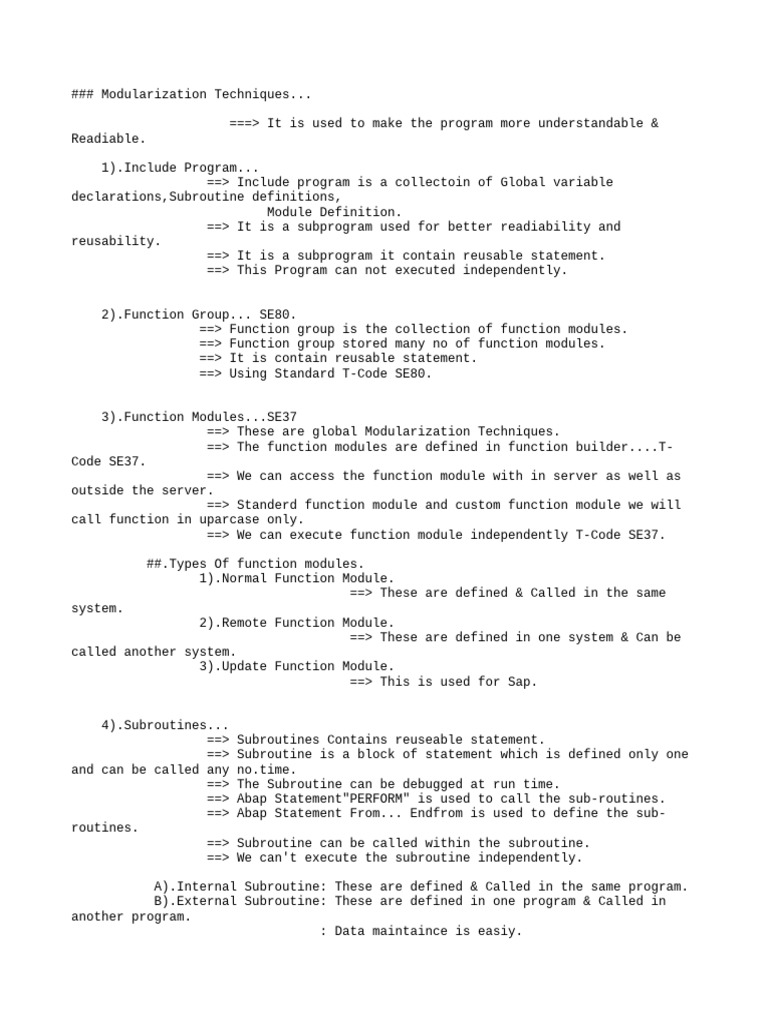 Modulerization Technique... | PDF | Parameter (Computer Programming) | Modular Programming