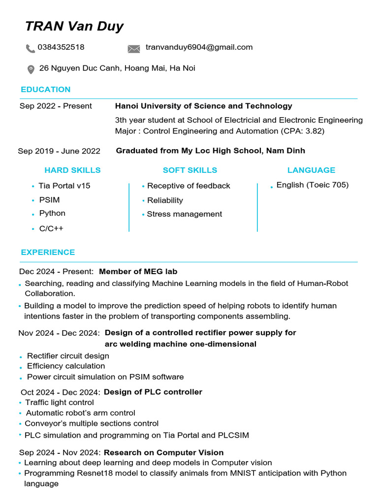 Control Engineering Student Profile | PDF