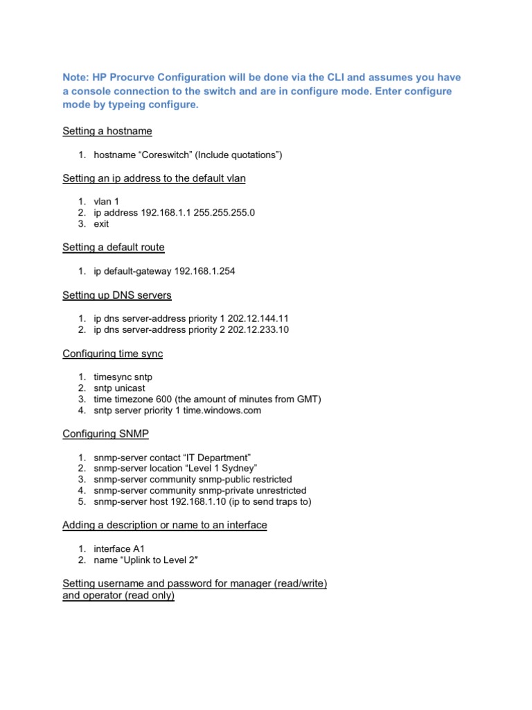 HP Procurve Advanced CLI Commands Reference | PDF | Router (Computing ...