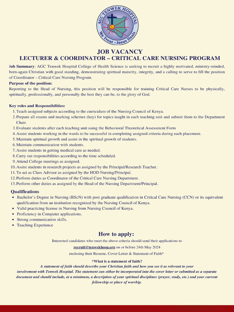 Lecturer & Coordinator - Critical Care Nursing Program | PDF
