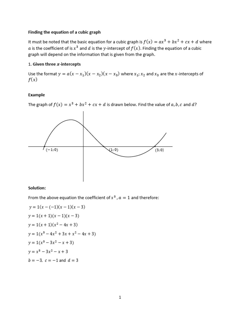 Cubic Graph Equation Solutions | PDF | Gradient | Tangent