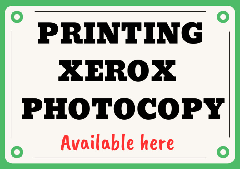 Printing Xerox Photocopy Fa | PDF