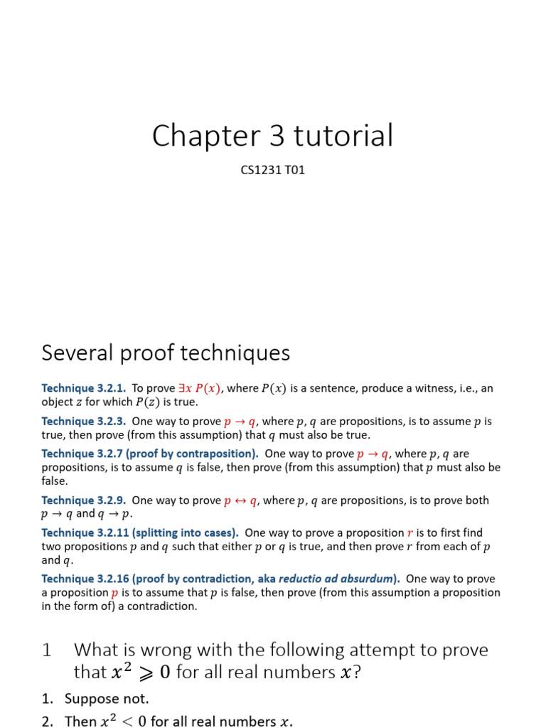 CS1231 Chapter 3 answers | PDF | Mathematical Proof | Epistemology