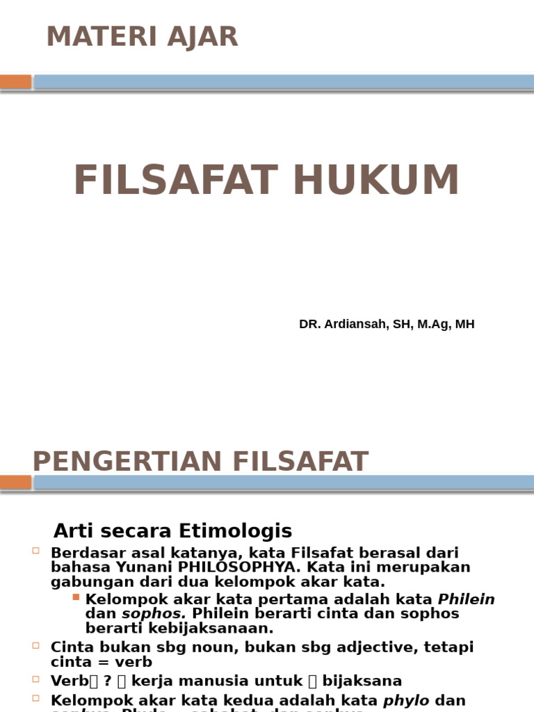 Materi Filsafat Hukum 1 | PDF